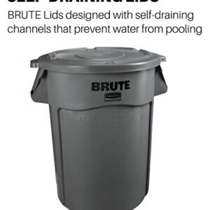 Rubbermaid Commercial Products BRUTE Heavy-Duty Round Trash/Garbage Lid, Gray, Compatible with the 44-Gallon Rubbermaid BRUTE Trash Can