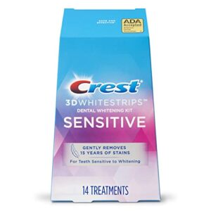 crest 3d whitestrips for sensitive teeth, teeth whitening strip kit, 28 strips (14 count pack)