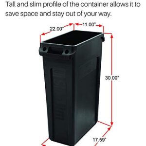 Rubbermaid Commercial Products Slim Jim Trash/Garbage Can with Venting Channels, 23-Gallon, Green, for Kitchen/Office/Workspace, Pack of 4