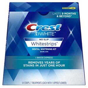 crest 3d whitestrips, 1 hour express, teeth whitening strip kit, 14 strips (7 count pack)