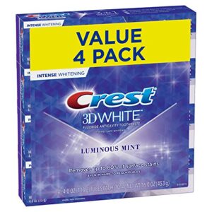 crest white intense whitening toothpaste, luminous mint, pack of 4