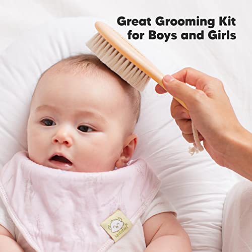 Baby Hair Brush - Baby Brush with Soft Goat Bristles - Cradle Cap Brush - Perfect Scalp Grooming Product for Infant, Toddler, Kids (Walnut, Oval)