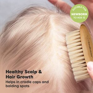 Baby Hair Brush - Baby Brush with Soft Goat Bristles - Cradle Cap Brush - Perfect Scalp Grooming Product for Infant, Toddler, Kids (Walnut, Oval)