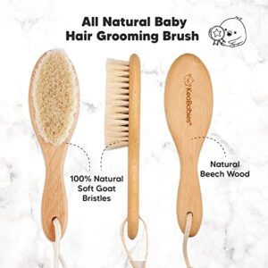 Baby Hair Brush - Baby Brush with Soft Goat Bristles - Cradle Cap Brush - Perfect Scalp Grooming Product for Infant, Toddler, Kids (Walnut, Oval)