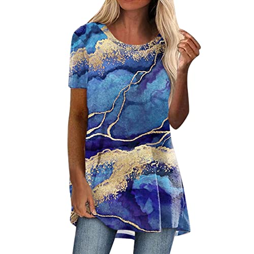 Funny T Shirts with Pockets Womens Tops 3/4 Sleeve Casual Loose Fit Tunic Tops Scoop Neck T-Shirt Womens Tops Summer 2023 Tunic