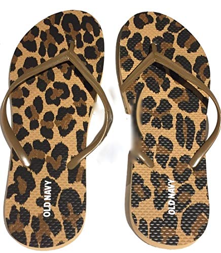 Old Navy Flip Flop Sandals for Women, Great for Beach or Casual Wear (11 Leopard)