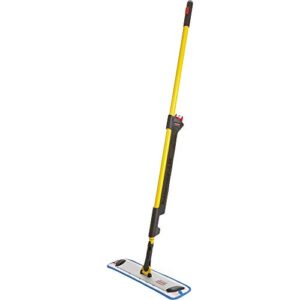 rubbermaid commercial products hygen pulse single sided microfiber spray mop kit for hardwood/tile/laminated floors, yellow, perfect for kitchen/lobby/bathroom/janitorial cleaning (1835528)