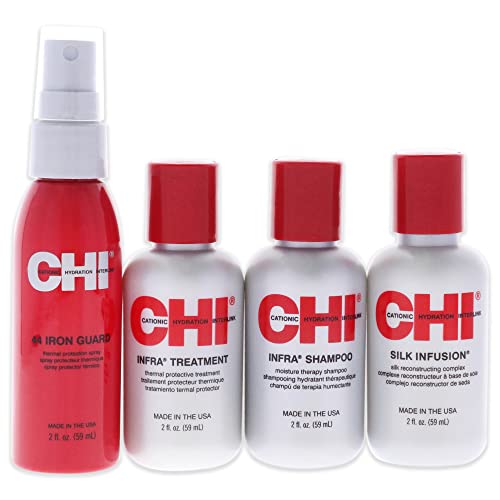 CHI Infra The Essentials Kit with Infra Shampoo, 44 Iron Guard, Infra Treatment and Silk Infusion