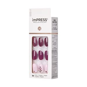 KISS imPRESS Press-On Manicure, Nail Kit, PureFit Technology, Short Press-On Nails, Reset', Includes Prep Pad, Mini Nail File, Cuticle Stick, and 30 Fake Nails