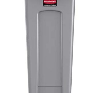 Rubbermaid Commercial Products Slim Jim Plastic Rectangular Trash/Garbage Can with Venting Channels, 23 Gallon, Gray (FG354060GRAY)