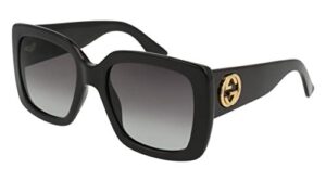 gucci gg0141s 001 black gg0141s square sunglasses lens category 2 size 53mm, womens