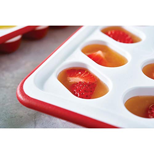 Rubbermaid Silicone Ice Cube Tray, Easy Release and Flexible, 14 Ice Cubes, 4 Trays, Red