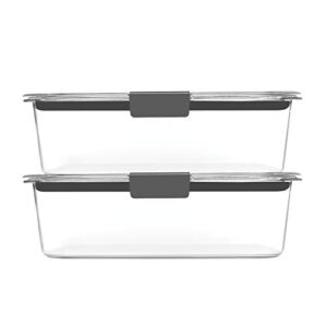 Rubbermaid Brilliance Storage 44-Piece Plastic Lids, Clear & Leak-Proof Brilliance Food Storage Set | 9.6 Cup Plastic Containers with Lids | Microwave and Dishwasher Safe, 2-Pack, Clear