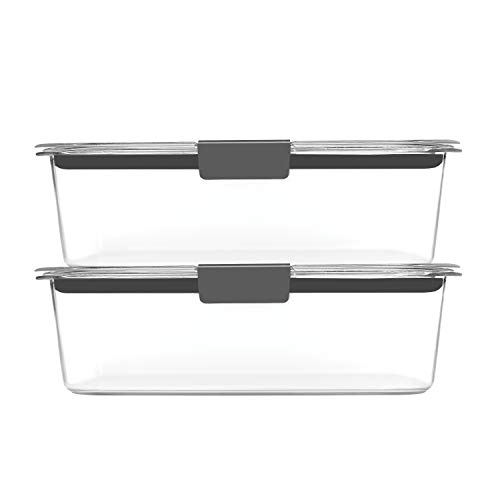 Rubbermaid Brilliance Storage 44-Piece Plastic Lids, Clear & Leak-Proof Brilliance Food Storage Set | 9.6 Cup Plastic Containers with Lids | Microwave and Dishwasher Safe, 2-Pack, Clear