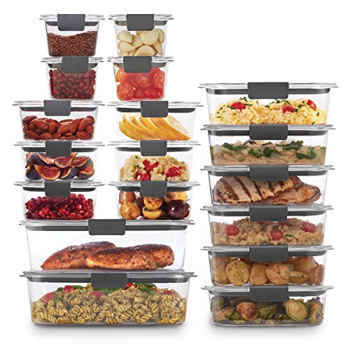 Rubbermaid Brilliance Storage 44-Piece Plastic Lids, Clear & Leak-Proof Brilliance Food Storage Set | 9.6 Cup Plastic Containers with Lids | Microwave and Dishwasher Safe, 2-Pack, Clear