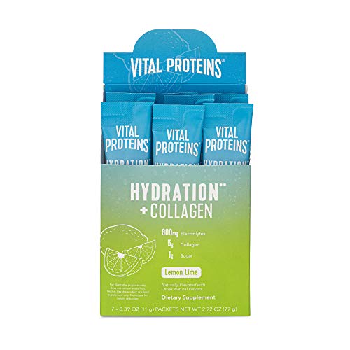 Vital Proteins Hydration Electrolyte Powder with Collagen - 1g Functional Sugar - 880mg Electrolytes - 100% DV Vitamin C (Lemon Lime, 7 Count)