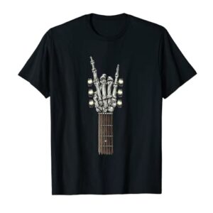 Rock On Guitar Neck - With A Sweet Rock & Roll Skeleton Hand T-Shirt