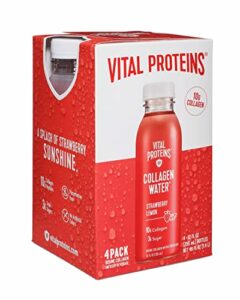 vital proteins collagen water™, 10g of collagen per bottle & made with real fruit juice – strawberry lemon, 4 pack