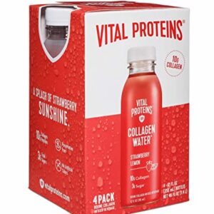 Vital Proteins Collagen Water™, 10g of Collagen per Bottle & Made with Real Fruit Juice - Strawberry Lemon, 4 Pack