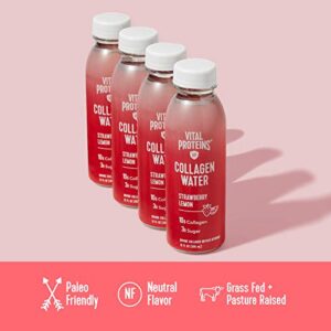 Vital Proteins Collagen Water™, 10g of Collagen per Bottle & Made with Real Fruit Juice - Strawberry Lemon, 4 Pack