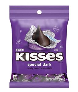 hershey’s kisses special dark mildly sweet chocolate candy, individually wrapped, gluten free, 4.5 oz, bag