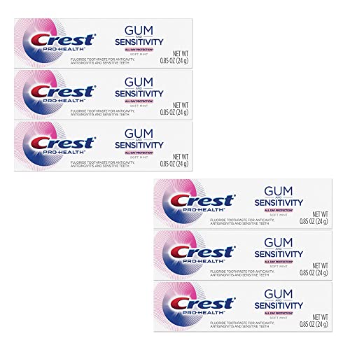 Crest Pro Health Gum and Sensitivity Toothpaste for Sensitive Teeth, Soft Mint, Travel Size 0.85 oz (24g) - Pack of 6