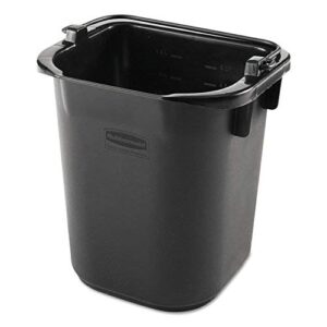 rubbermaid commercial products heavy-duty cleaning pail, 5-quart, black, utility bucket with built-in spout and handle for house cleaning/storage/livestock feeding