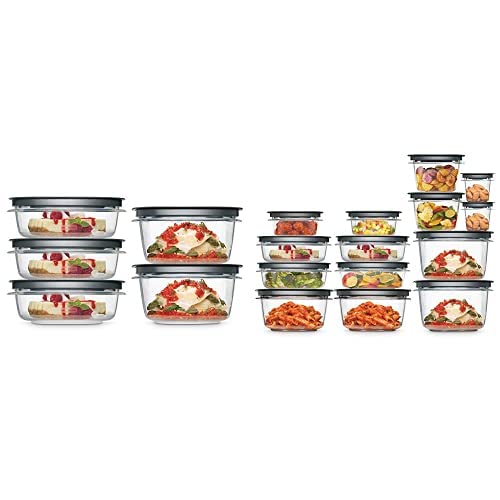 Rubbermaid Meal Prep Premier Food Storage Container, 28 Piece Set, Grey & Meal Prep Premier Food Storage Container, 10 Piece Set, Grey