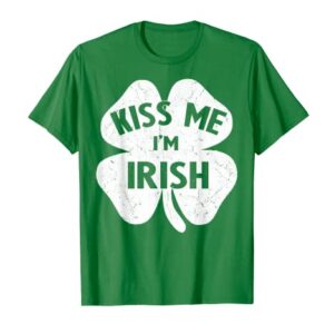 Kiss Me I'm Irish Shirt Funny St Patrick's Day Shamrock Gift T-Shirt