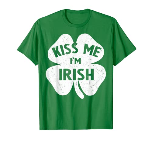 Kiss Me I'm Irish Shirt Funny St Patrick's Day Shamrock Gift T-Shirt