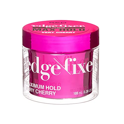 Red by Kiss Edge Fixer 24 Hour Maximum Hold Edge Wax No Flaking Biotin B7 Infused Hair Gel 3.38 fl.oz (Very Cherry)