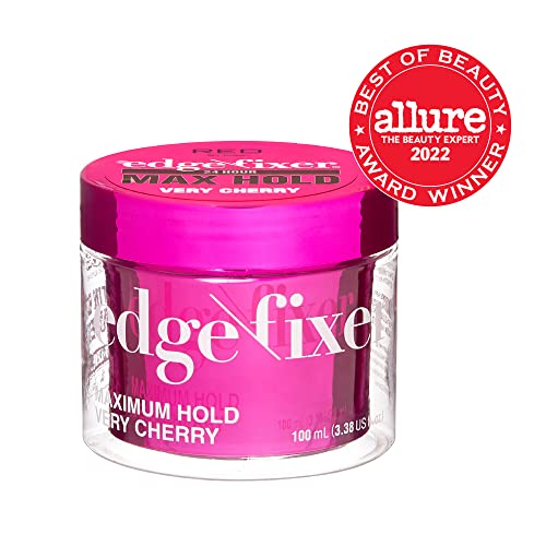 Red by Kiss Edge Fixer 24 Hour Maximum Hold Edge Wax No Flaking Biotin B7 Infused Hair Gel 3.38 fl.oz (Very Cherry)