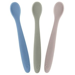 weesprout silicone baby spoons – first stage infant feeding spoons with soft-tip, bendable baby utensils for parent & self-feeding, ultra-durable & chewproof, dishwasher safe, set of 3