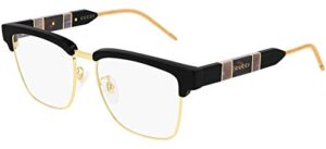 gucci rectangular eyeglasses gg0605o 001 gold/black 52mm