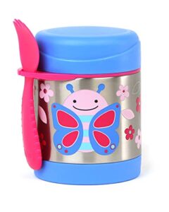 skip hop baby zoo little kid and toddler blossom butterfly insulated food jar and spork set, multi, 11 fl oz