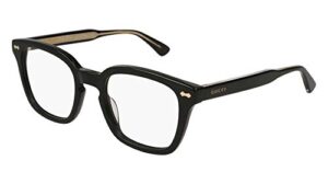 gucci gg 0184o 001 black plastic square eyeglasses 50mm