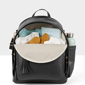 Skip Hop Diaper Bag Backpack: Greenwich Multi-Function Baby Travel Bag with Changing Pad and Stroller Straps, Vegan Leather, Black (Discontinued by Manufacturer)