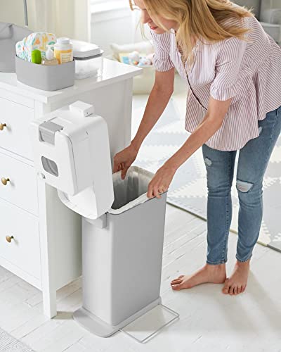 Skip Hop Diaper Pail with Dual Air-Lock, Universal Refill Bags, White