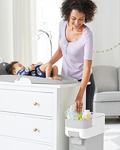 Skip Hop Diaper Pail with Dual Air-Lock, Universal Refill Bags, White