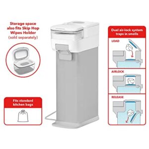 Skip Hop Diaper Pail with Dual Air-Lock, Universal Refill Bags, White