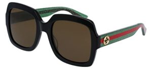 gucci square sunglasses for womens gg0036sn 002 black/green/red 54mm 0036