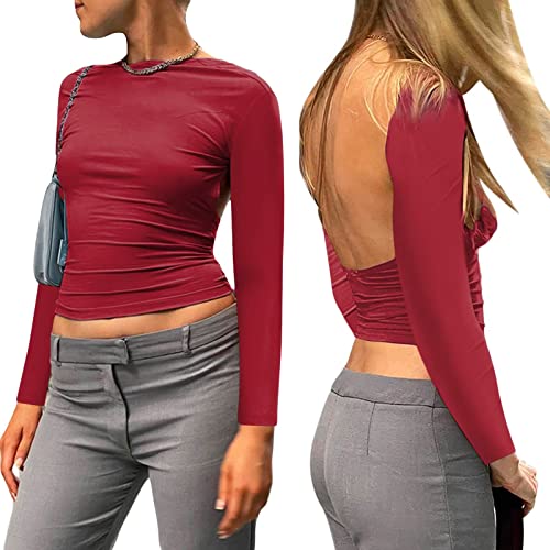 Crop Tops for Women Tshirt Pack Women's Spring Long Sleeve Cowl Neck Button Tunic Tops Lightweight Sweatshirts