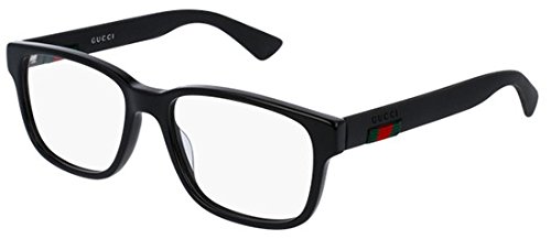 Gucci GG 0011O 001 Black Plastic Square Eyeglasses 53mm