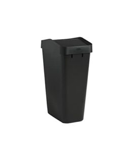 rubbermaid swing top waste container for home and kitchen, easy access disposal and slim modern trash can with lid, 12.2 gallon capacity, black