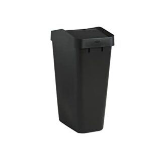 Rubbermaid Swing Top Waste Container for Home and Kitchen, Easy Access Disposal and Slim Modern Trash Can with Lid, 12.2 Gallon Capacity, Black