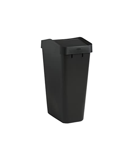 Rubbermaid Swing Top Waste Container for Home and Kitchen, Easy Access Disposal and Slim Modern Trash Can with Lid, 12.2 Gallon Capacity, Black