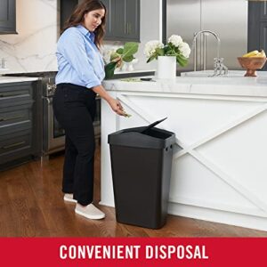 Rubbermaid Swing Top Waste Container for Home and Kitchen, Easy Access Disposal and Slim Modern Trash Can with Lid, 12.2 Gallon Capacity, Black