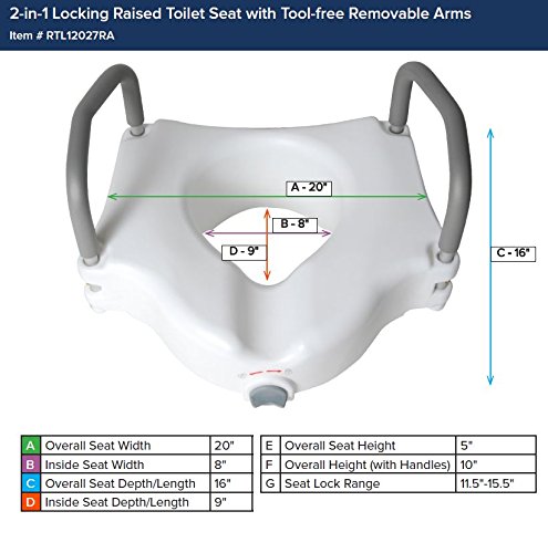 Drive DeVilbiss Healthcare Elevated '2 in 1' Toilet Seat with Removable Arms