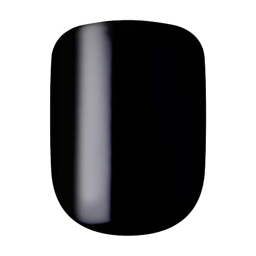 KISS imPRESS Color Press-On Nails, Gel Nail Kit, PureFit Technology, Short Length, “All Black”, Polish-Free Solid Color Manicure, Includes Prep Pad, Mini Nail File, Cuticle Stick, and 30 Fake Nails