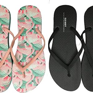 Old Navy Women Beach Summer Casual Flip Flop Sandals(9 Flamingo & Black Flip Flops) with Dust Cover